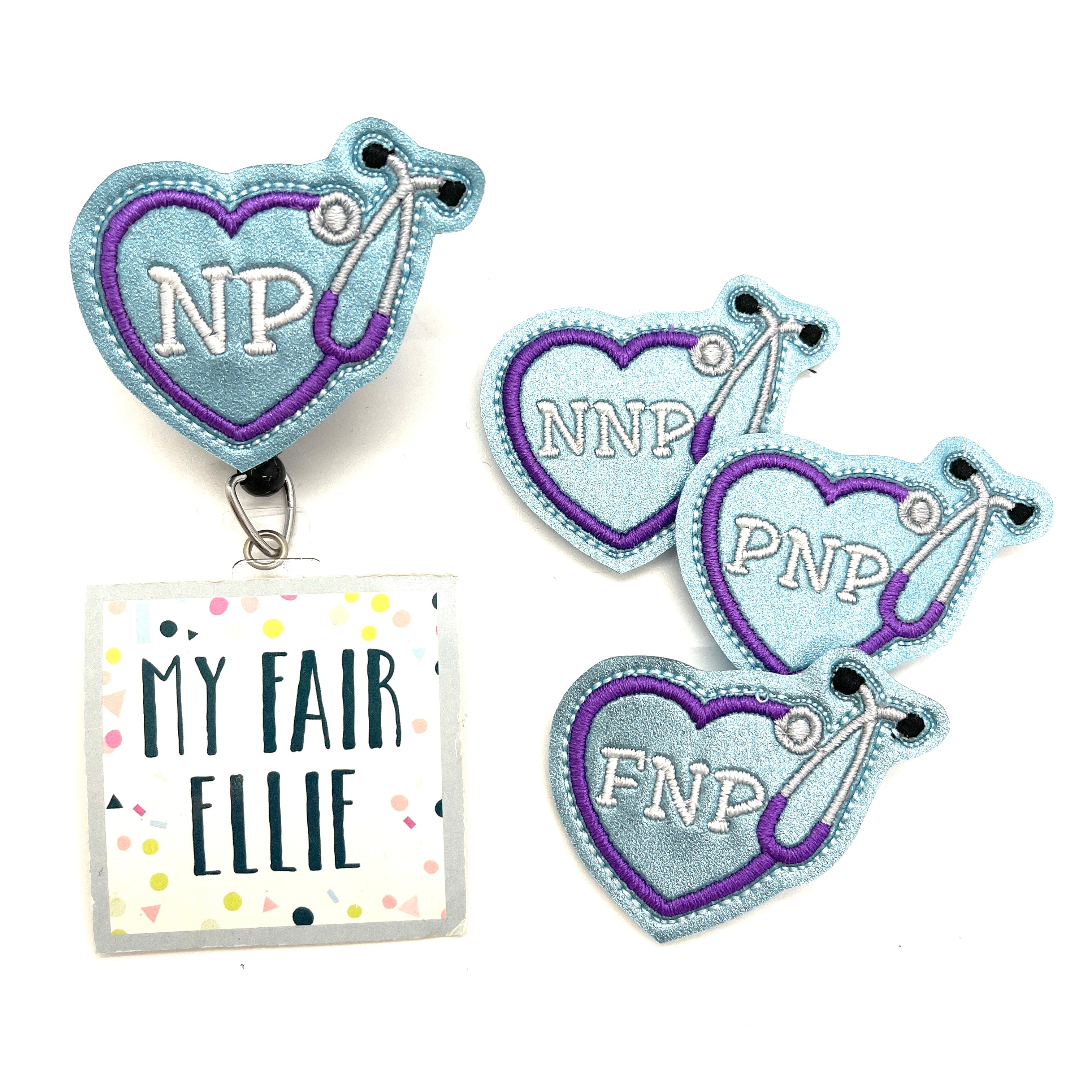 SALE!! Nurse Practitioner Stethoscope Hearts // Badge Buddy – My Fair Ellie