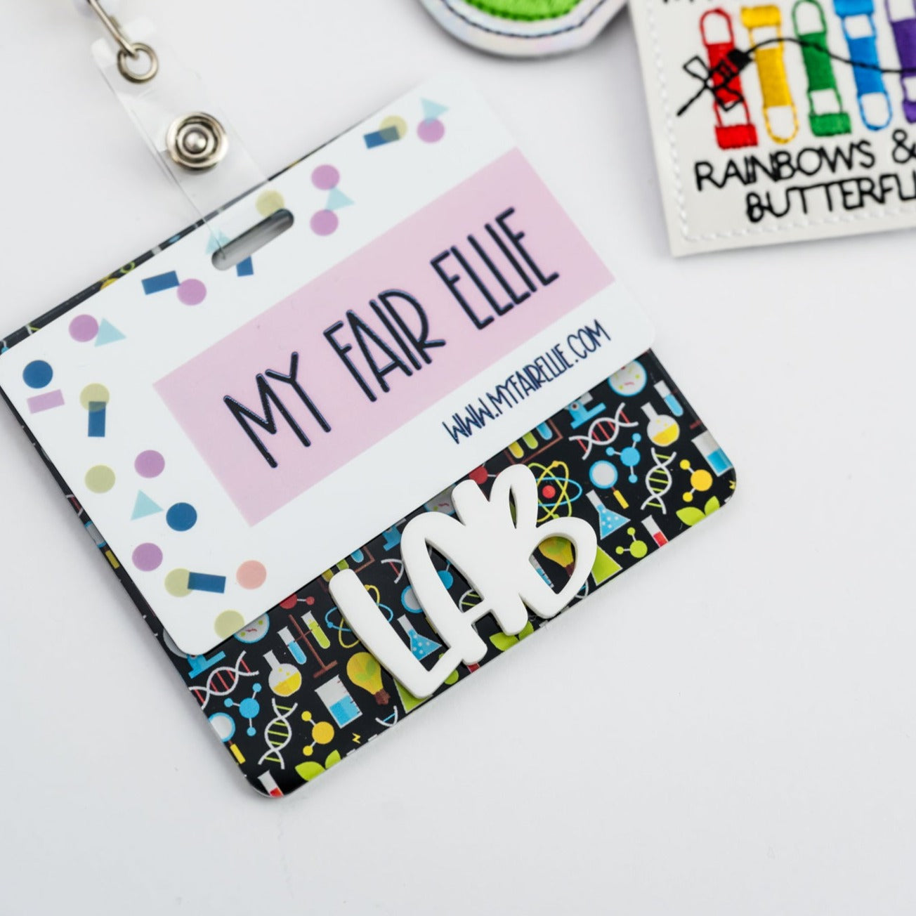 Lab Print Backer with White Peachy Font // Badge Backer // 2-4 Week Tu ...
