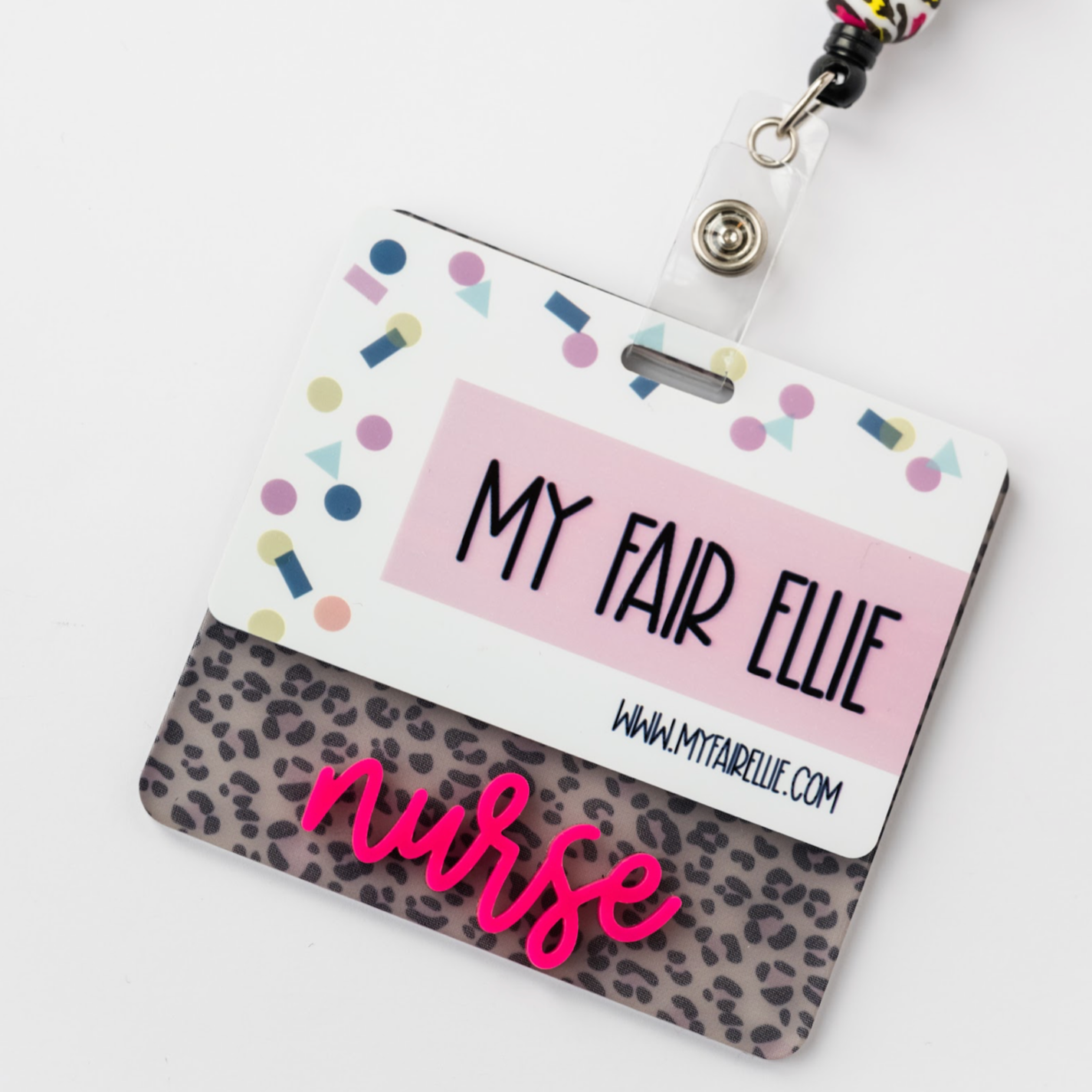 Black Leopard with Hot Pink Script Font // Badge Backer // 2-4 Week Tu ...